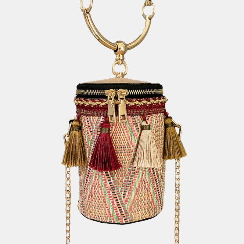 Dame Sommer Dusk Kjeder Halm Håndveske Crossbody Bag Skulderveske ...