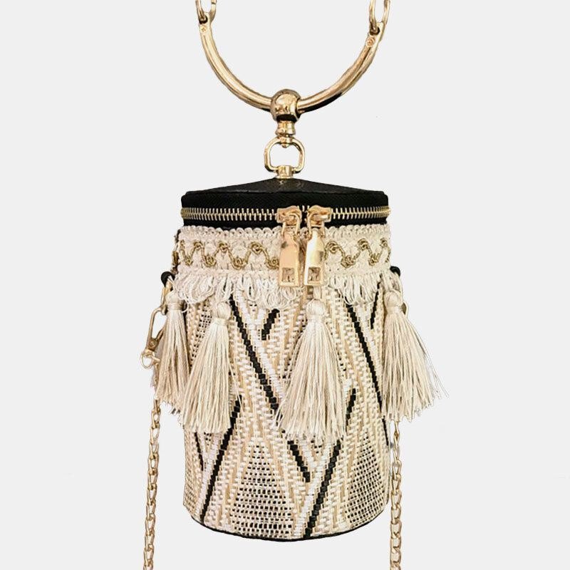 Dame Sommer Dusk Kjeder Halm Håndveske Crossbody Bag Skulderveske ...